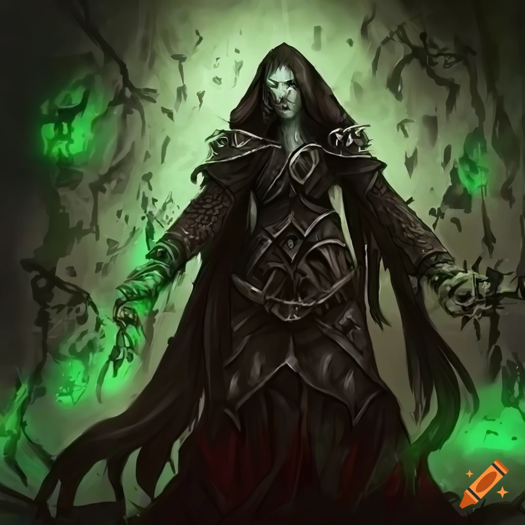 Illustration of a fantasy necromancer