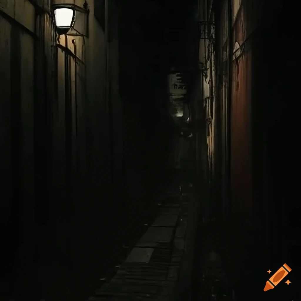 Signage indicating a dark alleyway on Craiyon