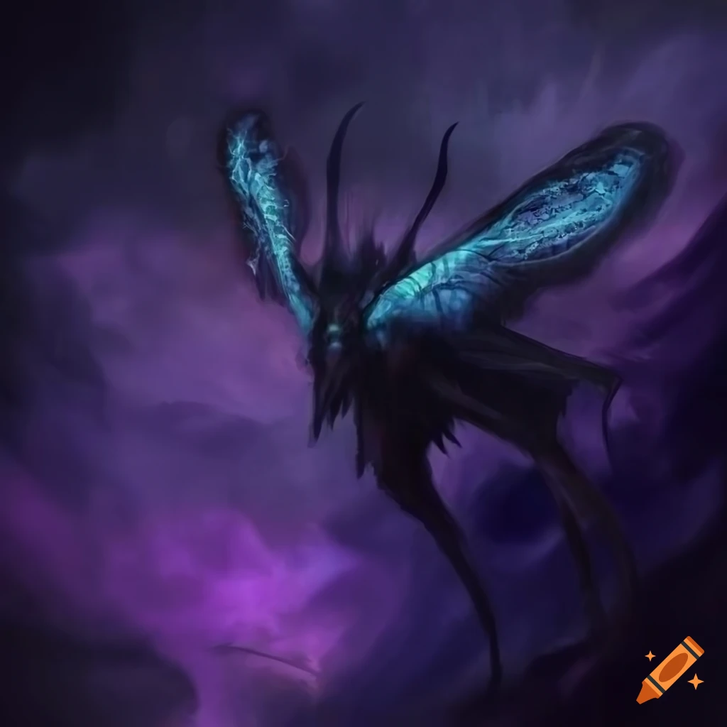 Oil painting of a giant demon ice moth on Craiyon