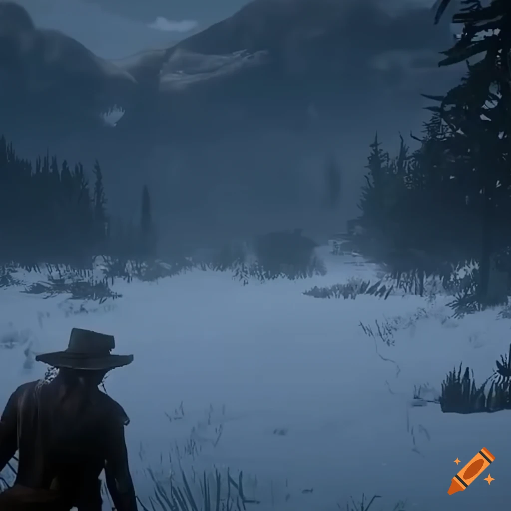 Screenshot of a frost troll in Red Dead Redemption 2 on Craiyon