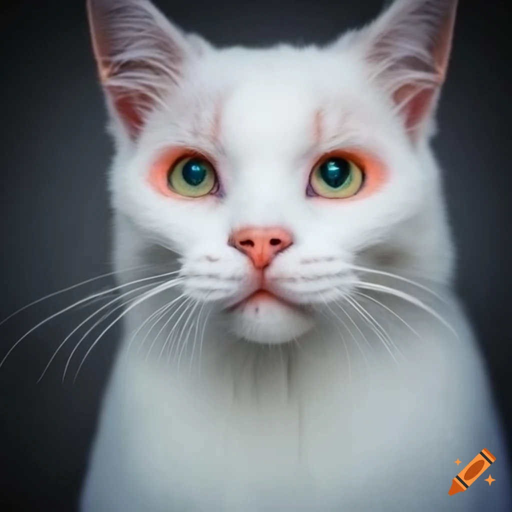 Cute white cat on Craiyon