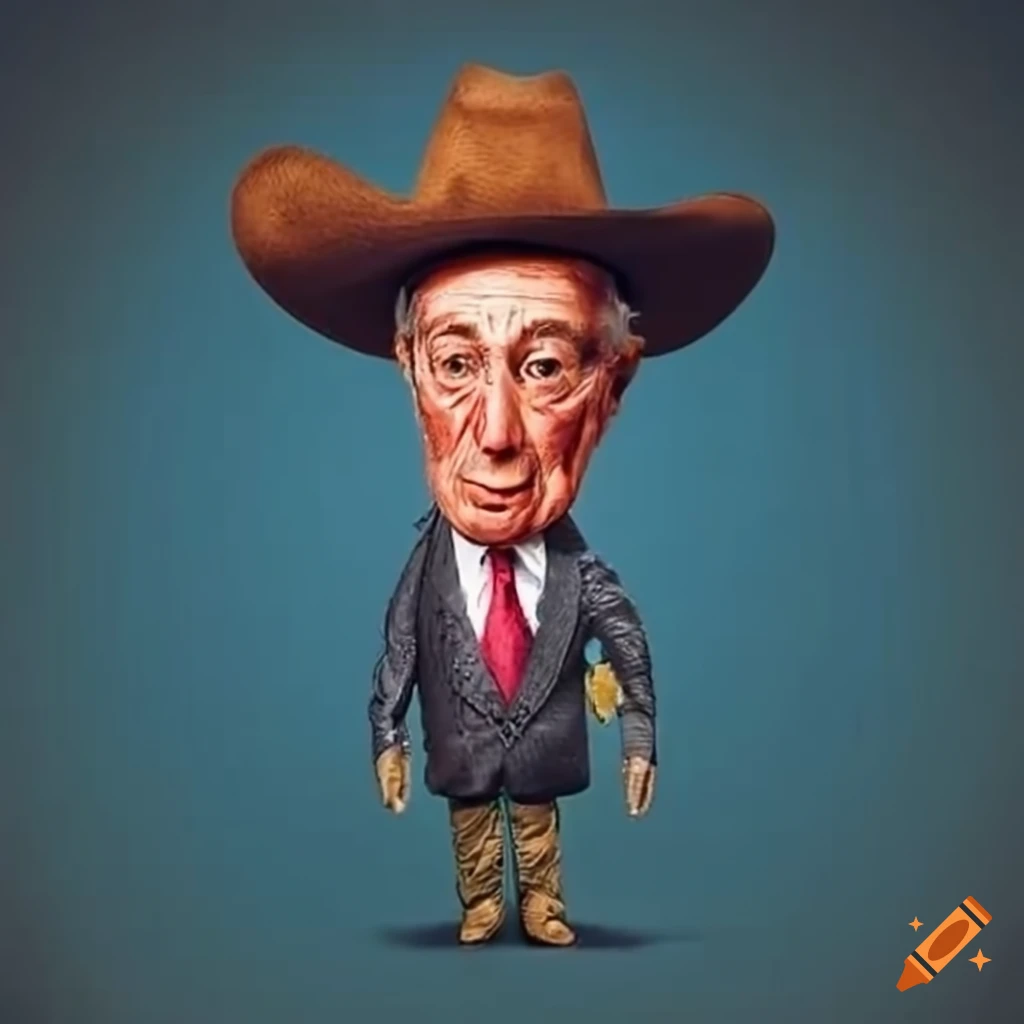 Satirical depiction of mike bloomberg wearing a cowboy hat on Craiyon