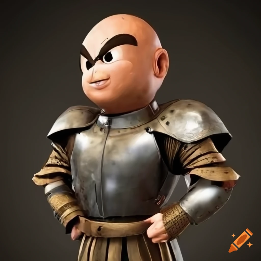 Krillin in medieval armor on Craiyon