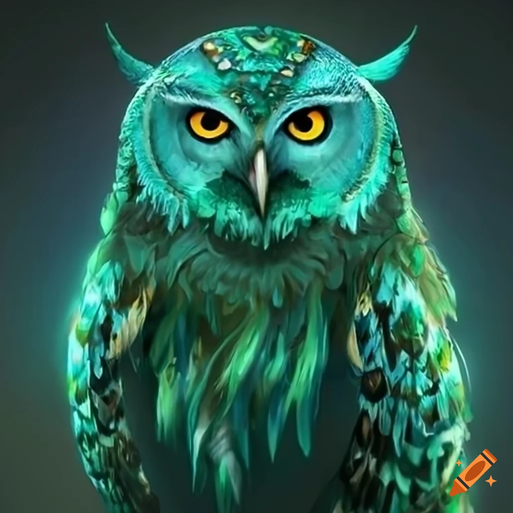 Shimmering Fantasy Owl Like Malachite