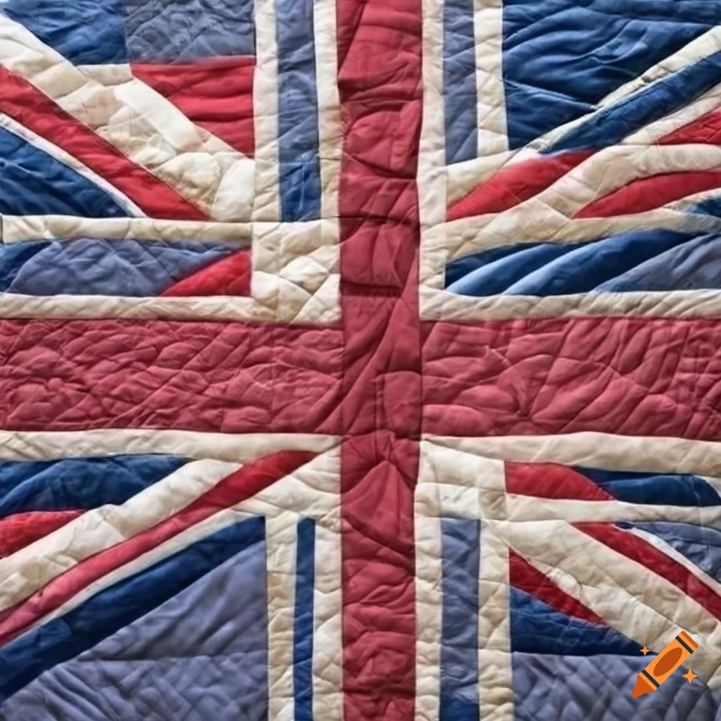 Quilted british flag artwork on Craiyon