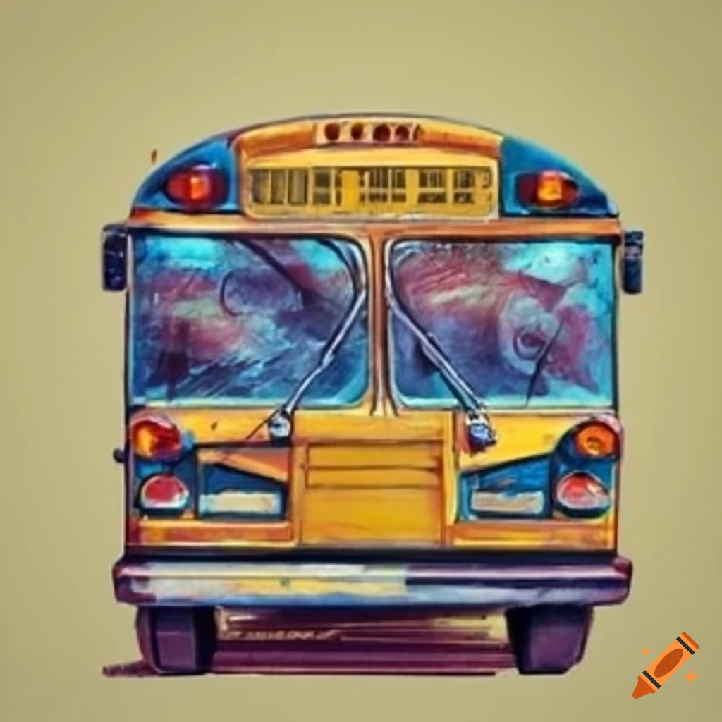 Child's drawing of an exploding bus on Craiyon