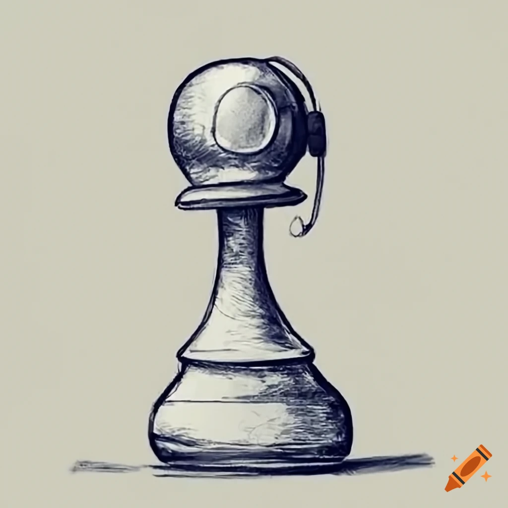 Simplistic image of a chess pawn with a video conference headset