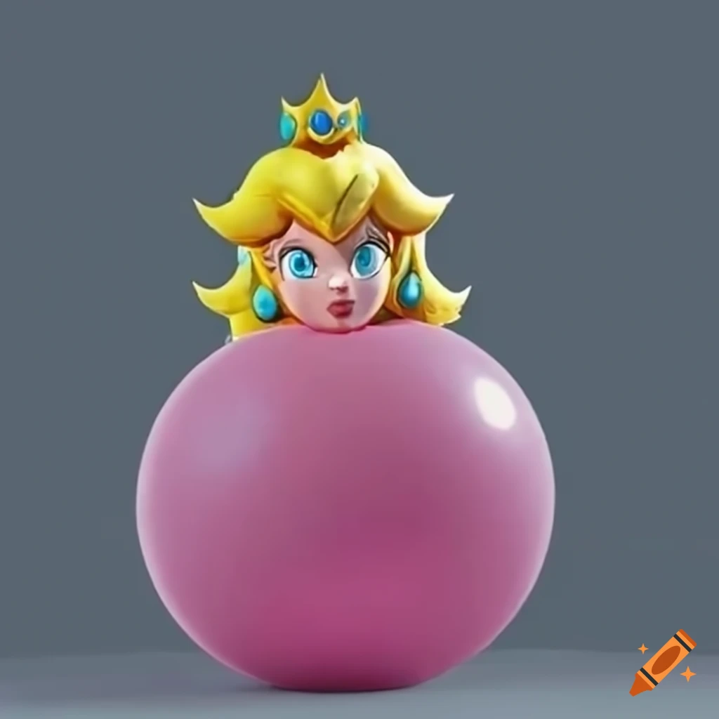Princess peach trapped in a rubber ball on Craiyon