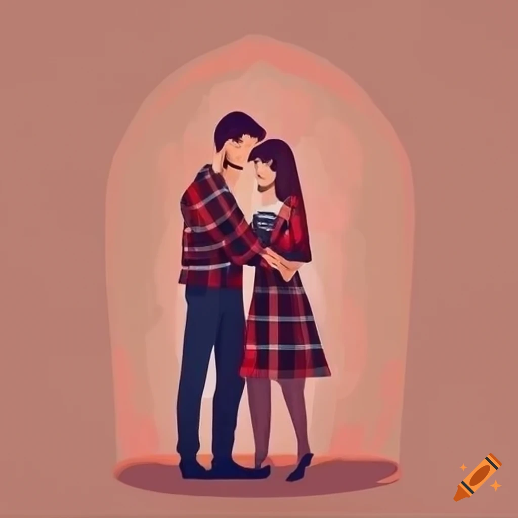 Stylish married couple in matching plaid outfits on Craiyon