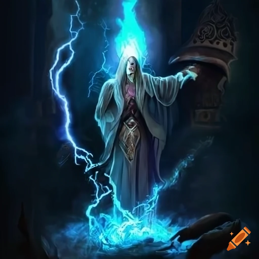 Image of a fantasy lightning sorcerer on Craiyon