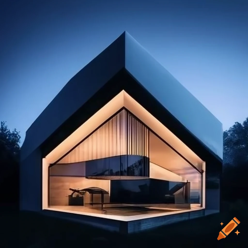 Creative futuristic two-story house design on Craiyon