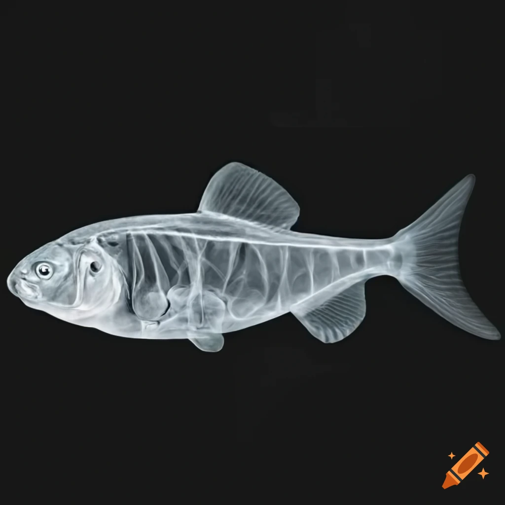 Detailed x-ray of a fish skeleton on Craiyon