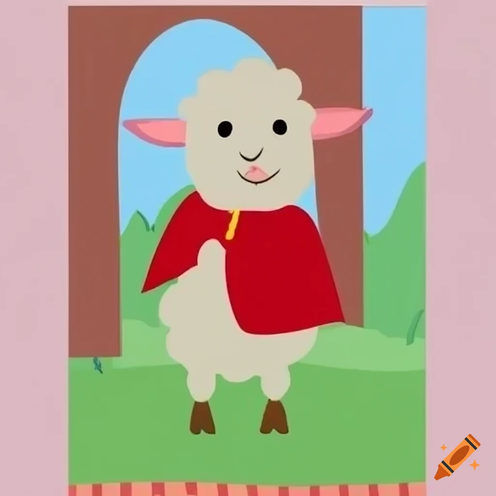 Colorful animation of a lamb in a red cloak