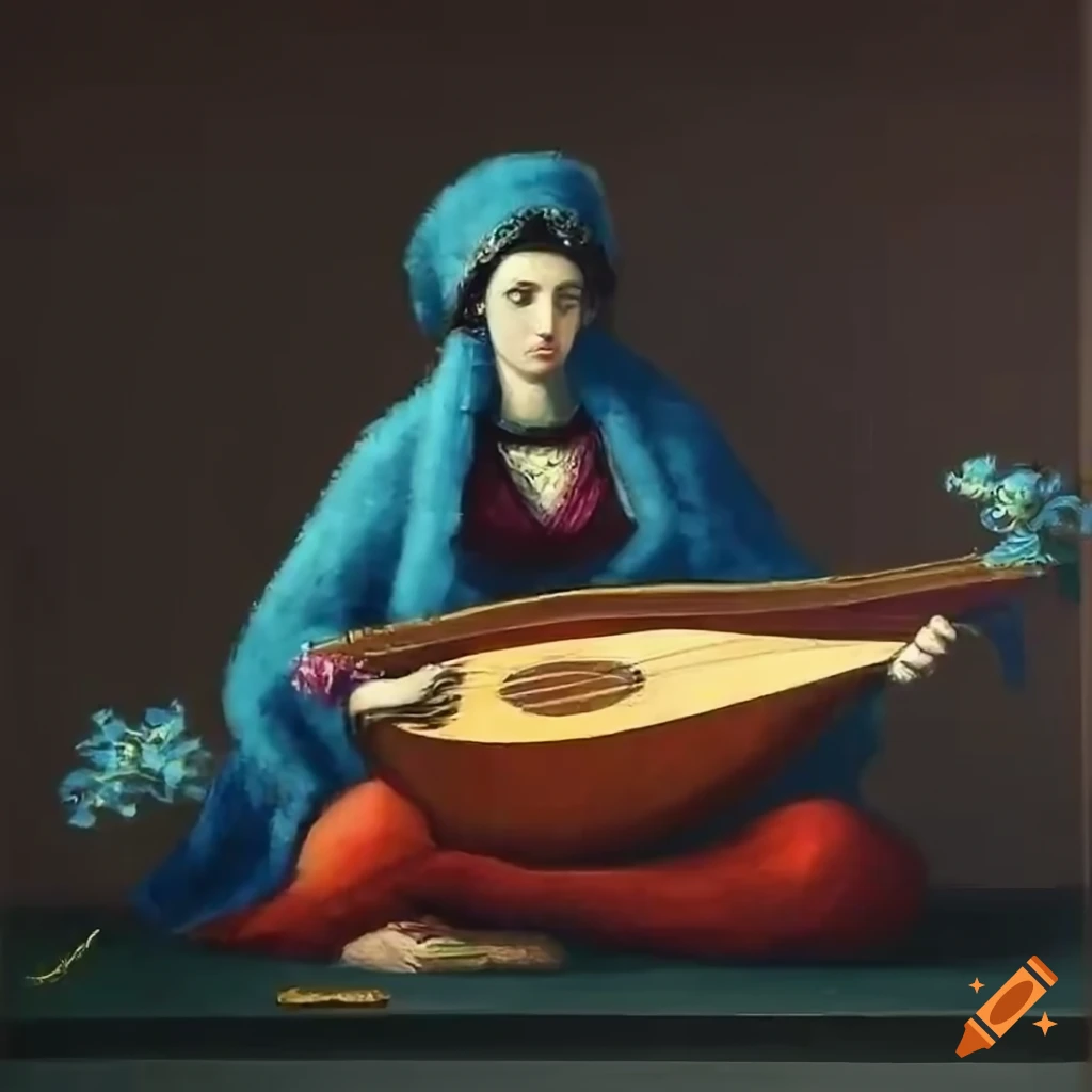 Painting of people playing lute