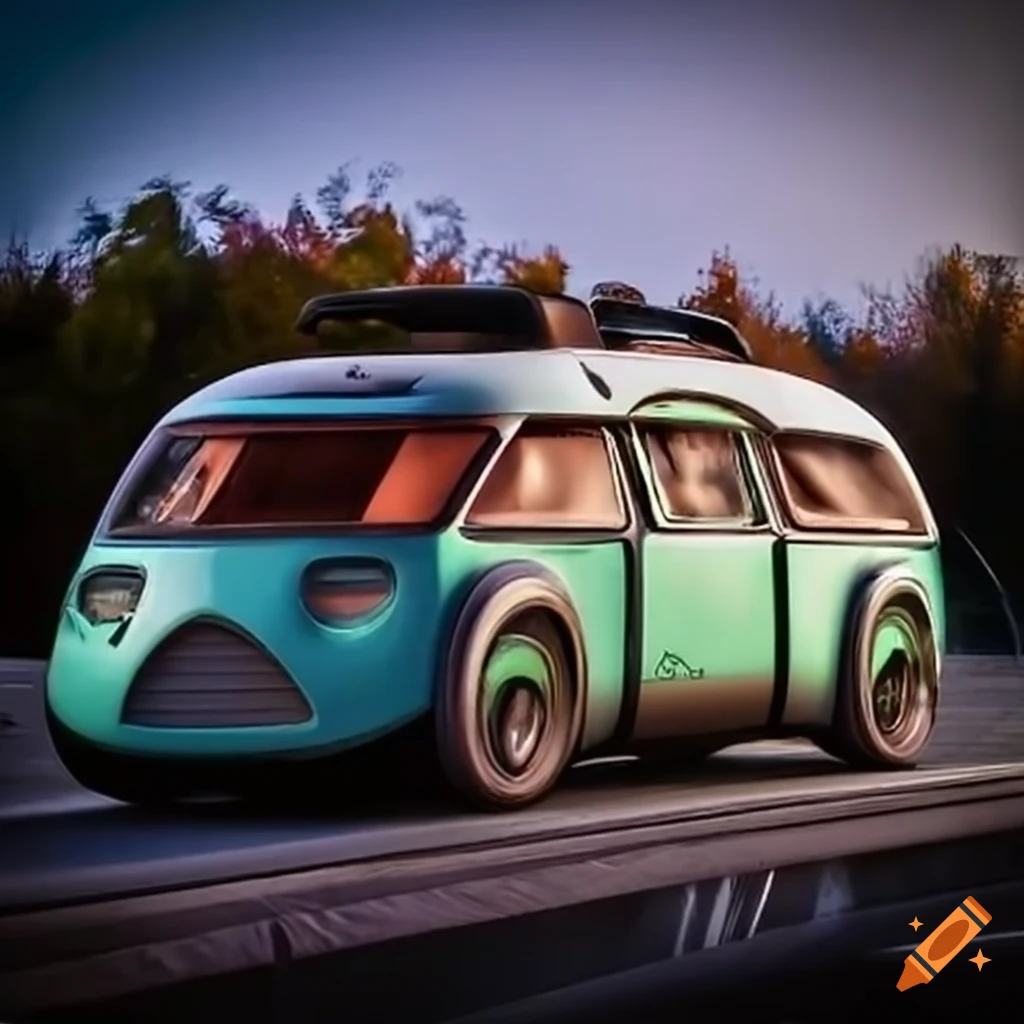 Futuristic Citroen Cactus bus in a city on Craiyon