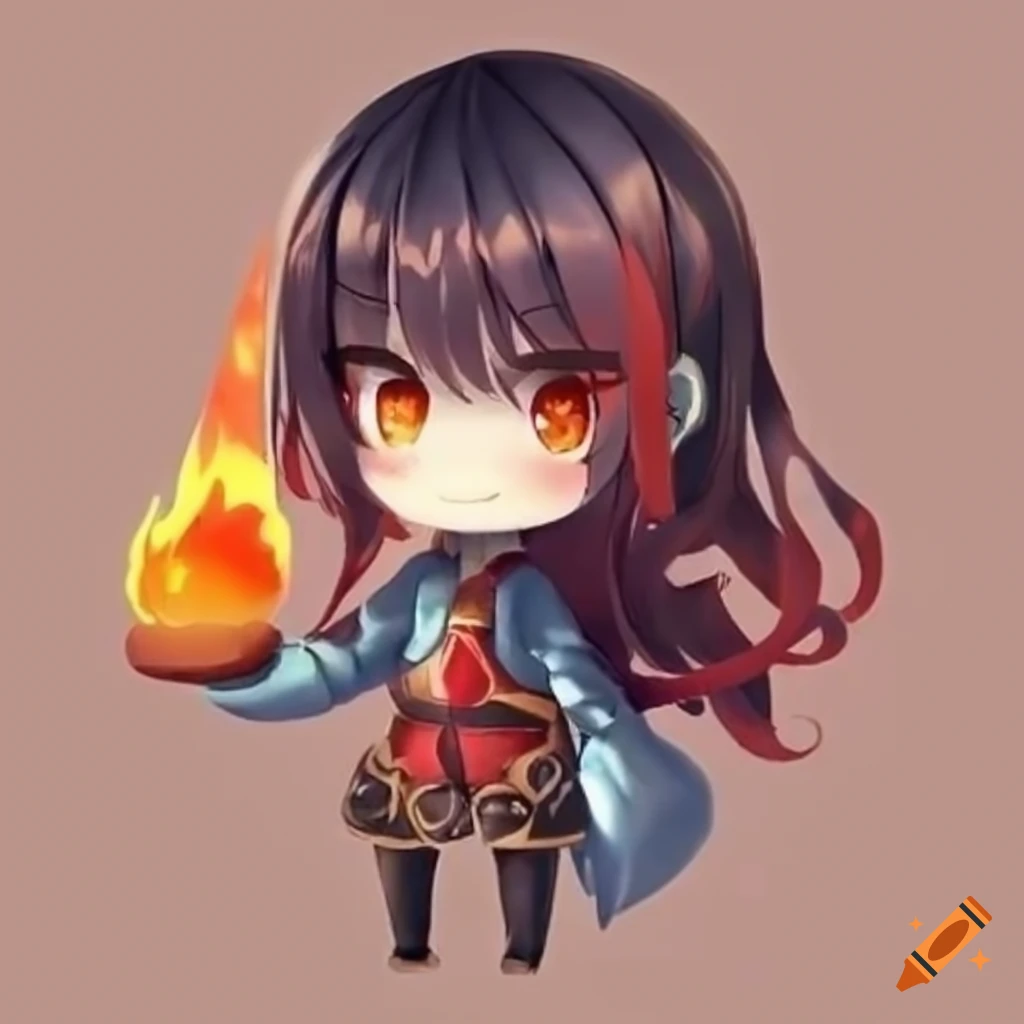 Cute chibi fire character on Craiyon