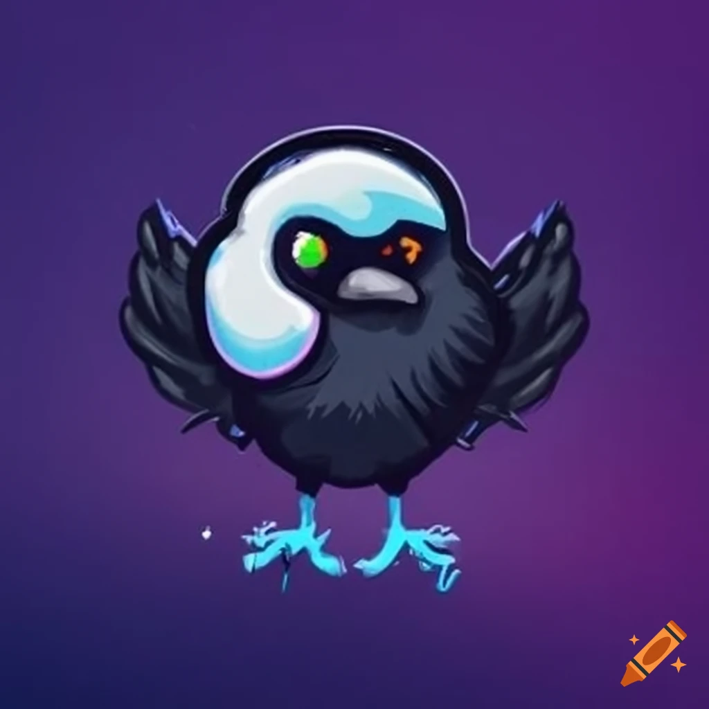 Gamer profile picture with a crow on Craiyon