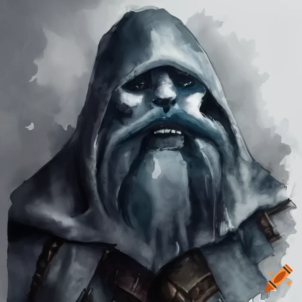 Dungeons and dragons dwarf eating a turnip in a realistic color drawing ...