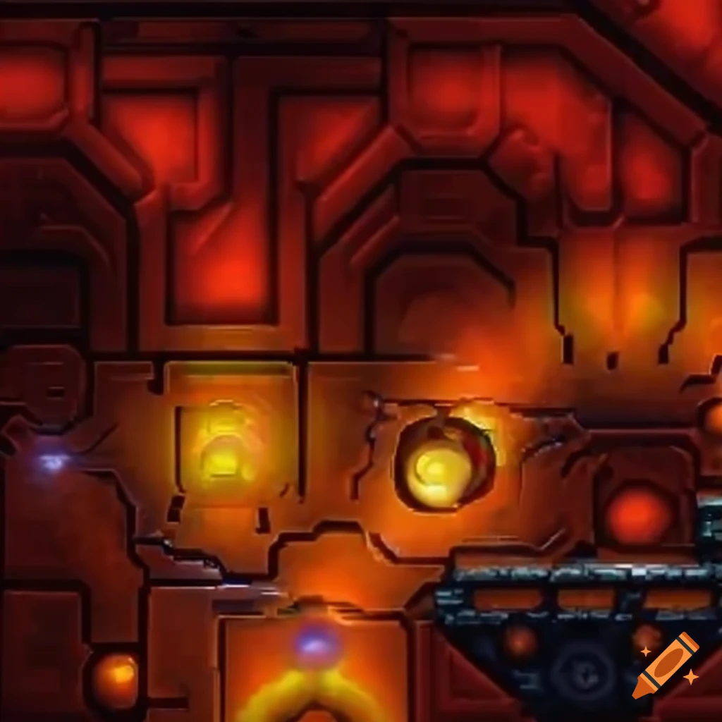 Artwork of a 2D platform game with molten bubble tiles on Craiyon
