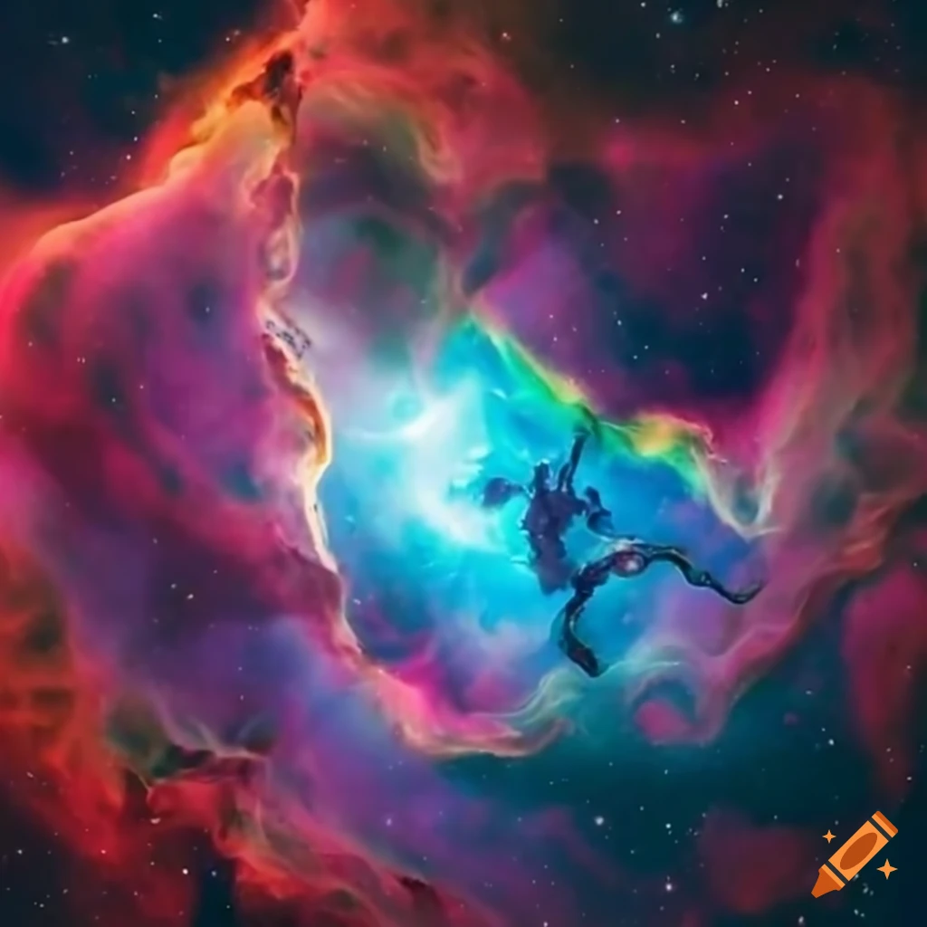 Colorful cosmic dreamscape with travis scott