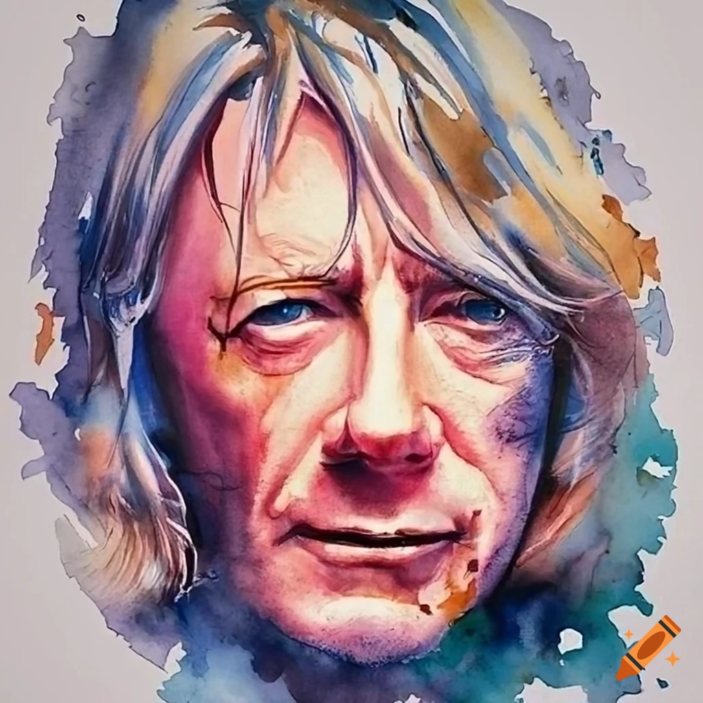Watercolor portrait of rick parfitt on Craiyon