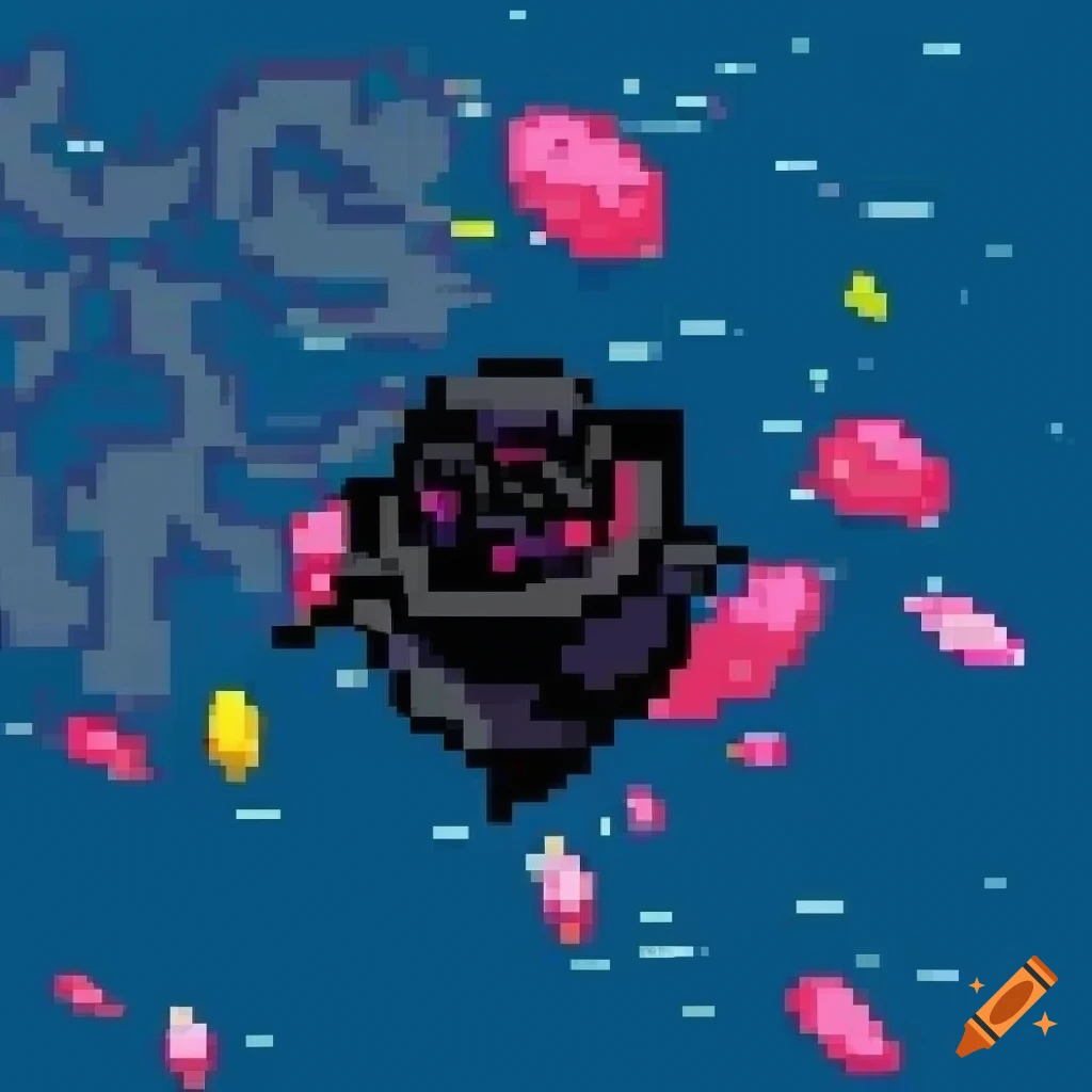 Pixel art of vibrant blue orchid in full bloom on Craiyon