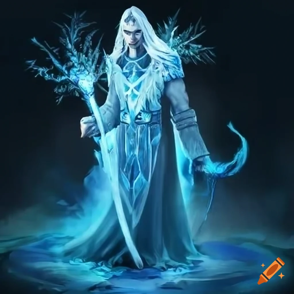 Image of a frost wizard sorcerer on Craiyon