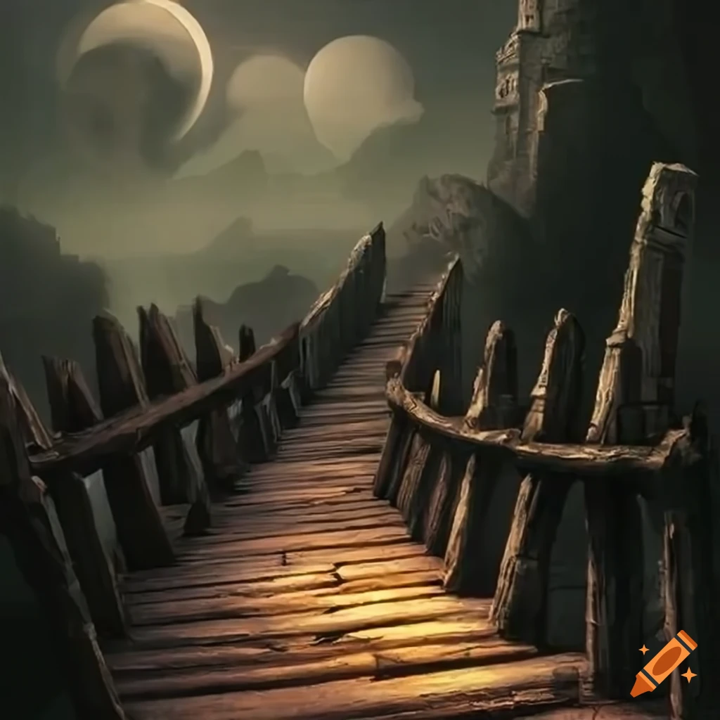 Image of a broken medieval bridge on Craiyon