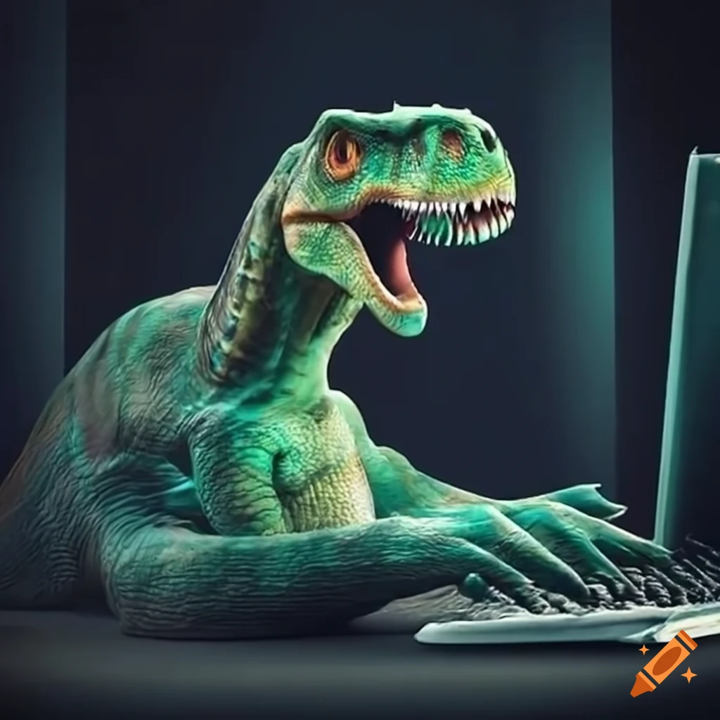 Dinosaur computer on Craiyon
