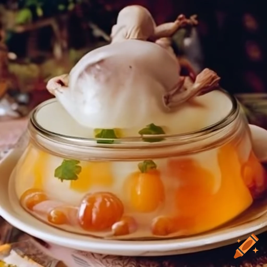 Vintage thanksgiving turkey in aspic gelatin dish on Craiyon