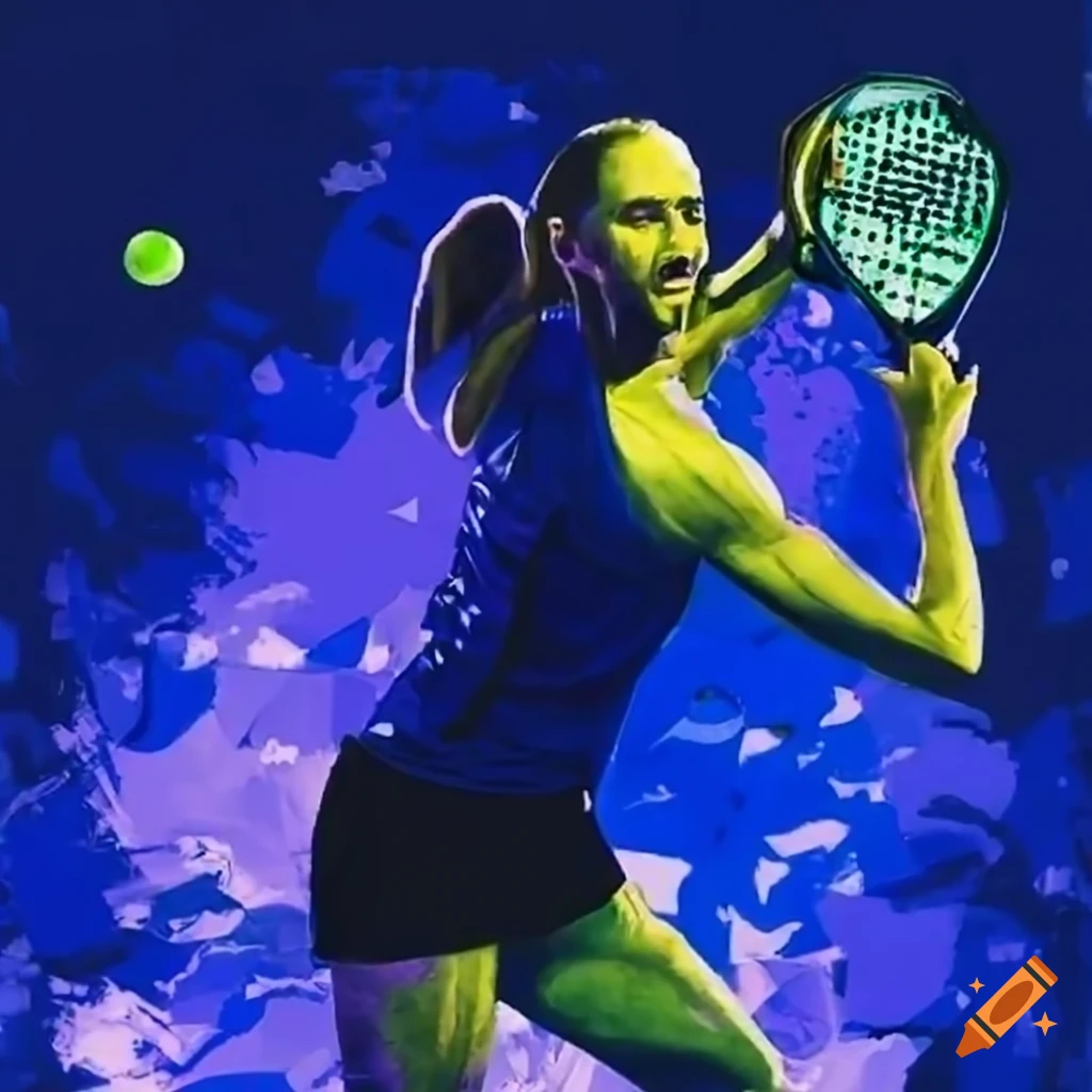 Dynamic padel tournament poster with athletes and crowd on Craiyon