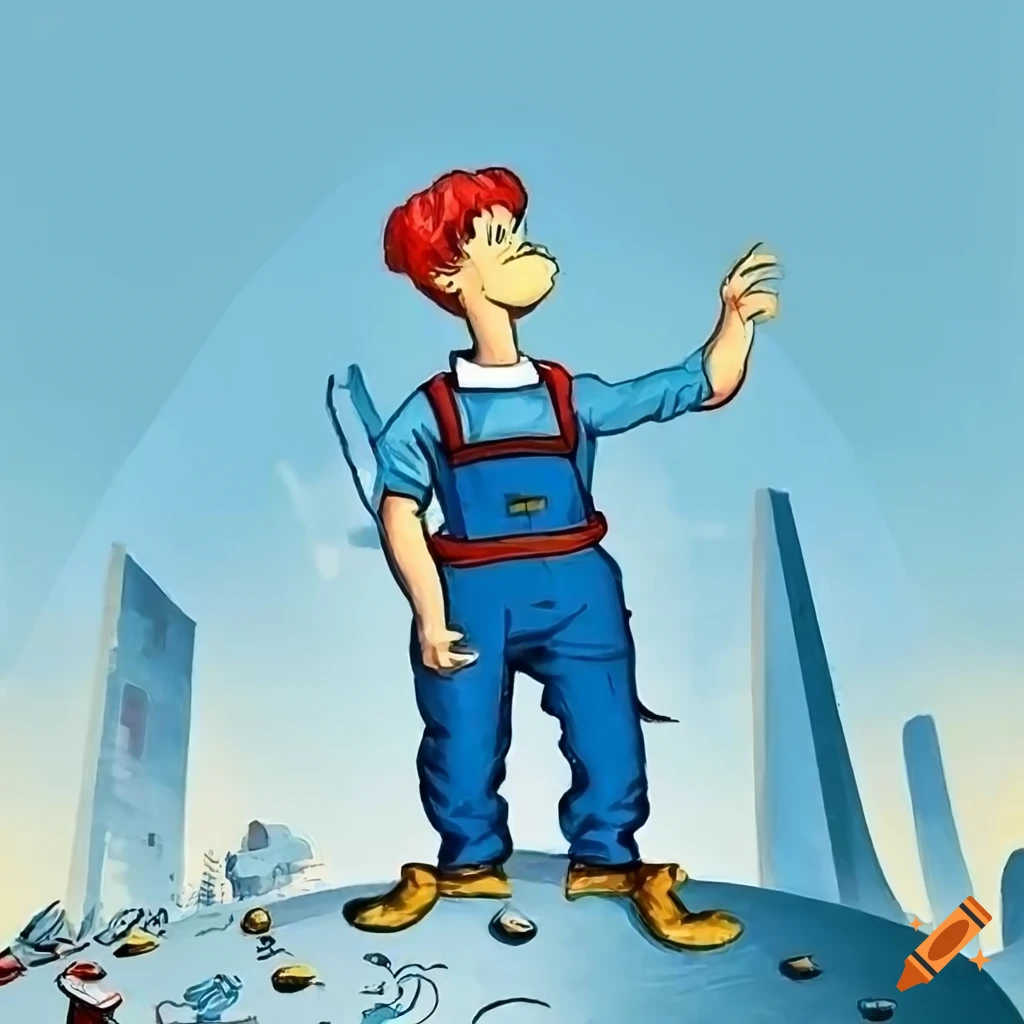 Funny illustration of a smart guy looking up at a skyscraper on Craiyon