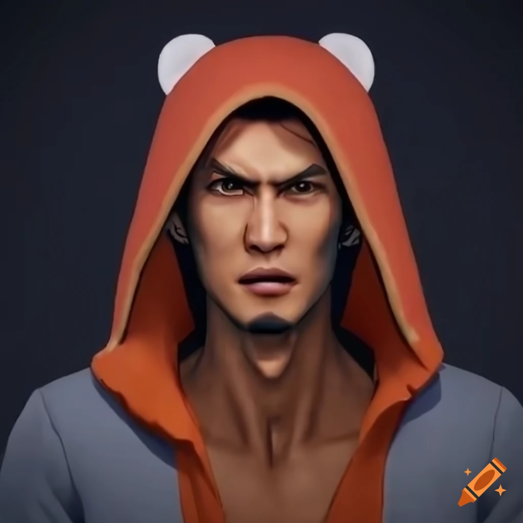 Kiryu kazuma cosplay with umaru-chan hood on Craiyon