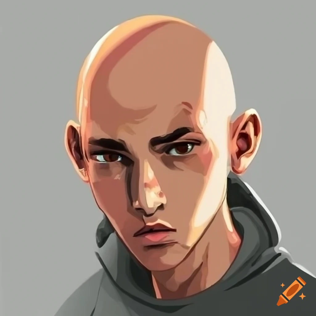 Portrait of a bald young man