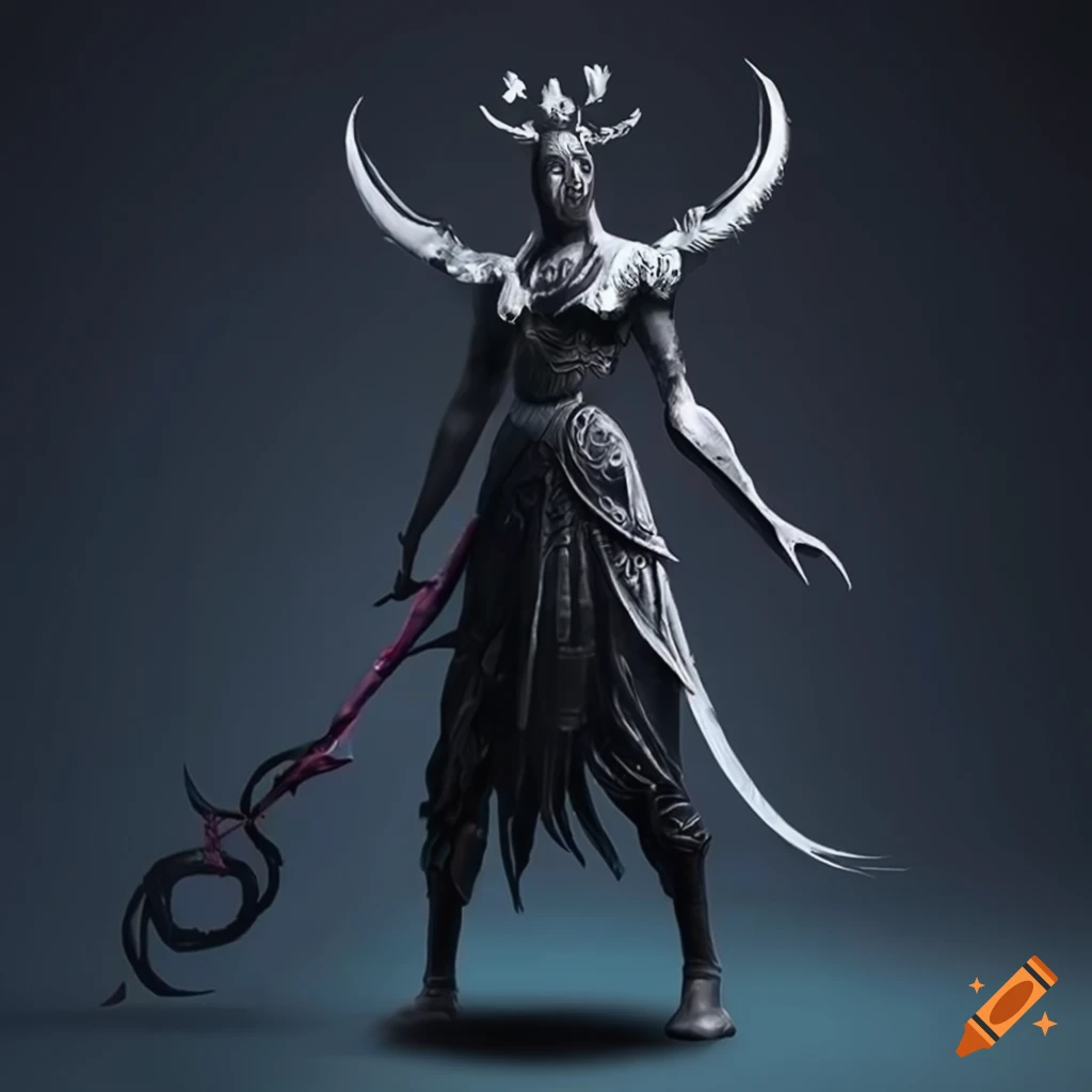 Image of a black ancient demonic deity flying in the sky on Craiyon