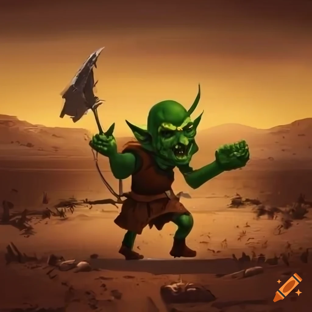 Jolly goblin king celebrating on throne surrounded by treasure on Craiyon