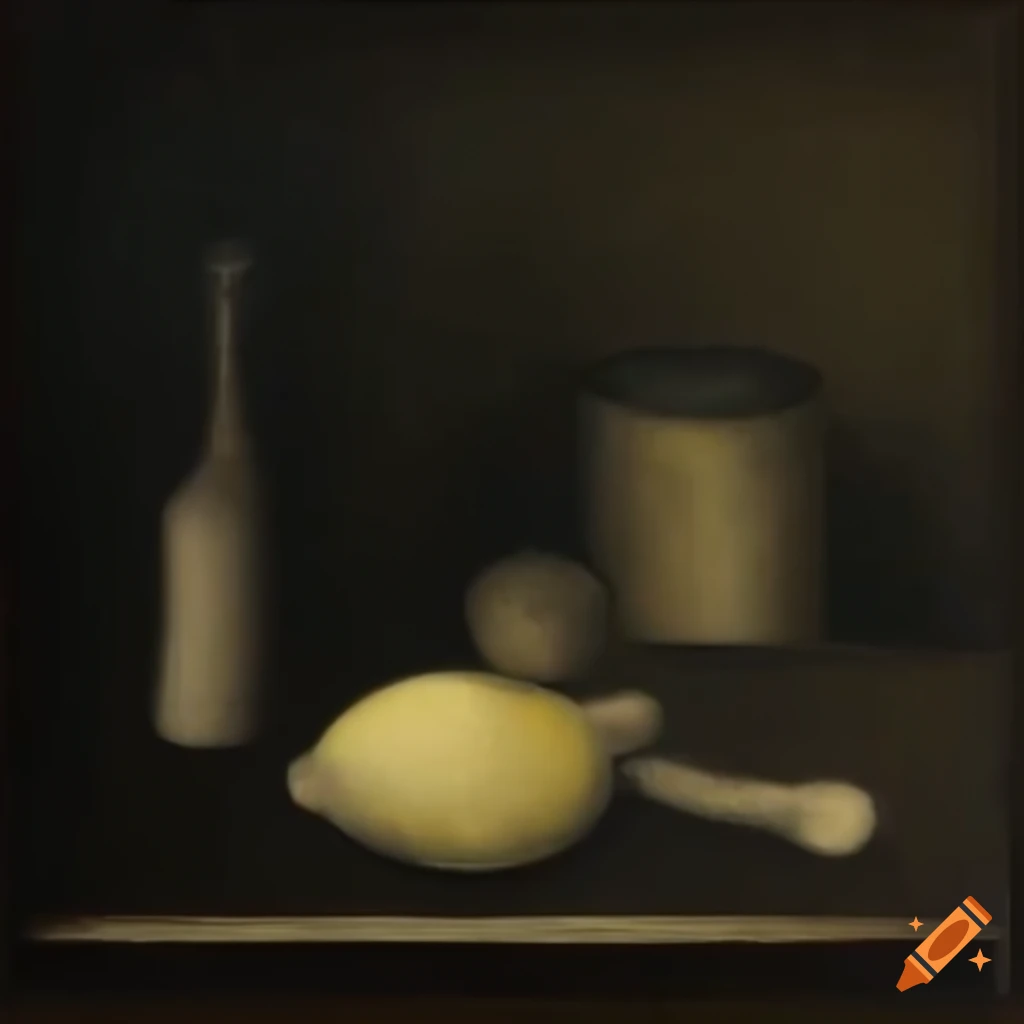 Surreal still-life painting with dark shadows on Craiyon