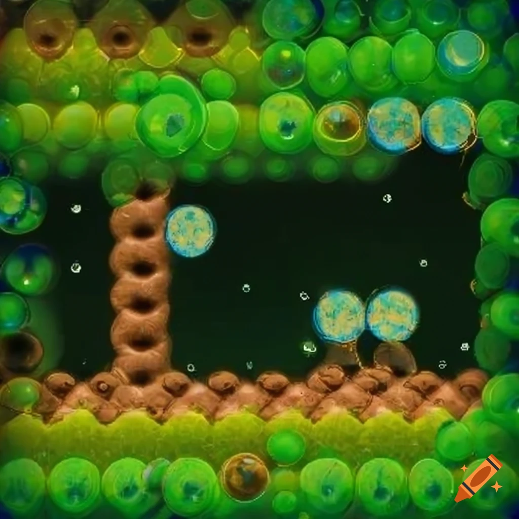 2d platform game tiles with bubble theme