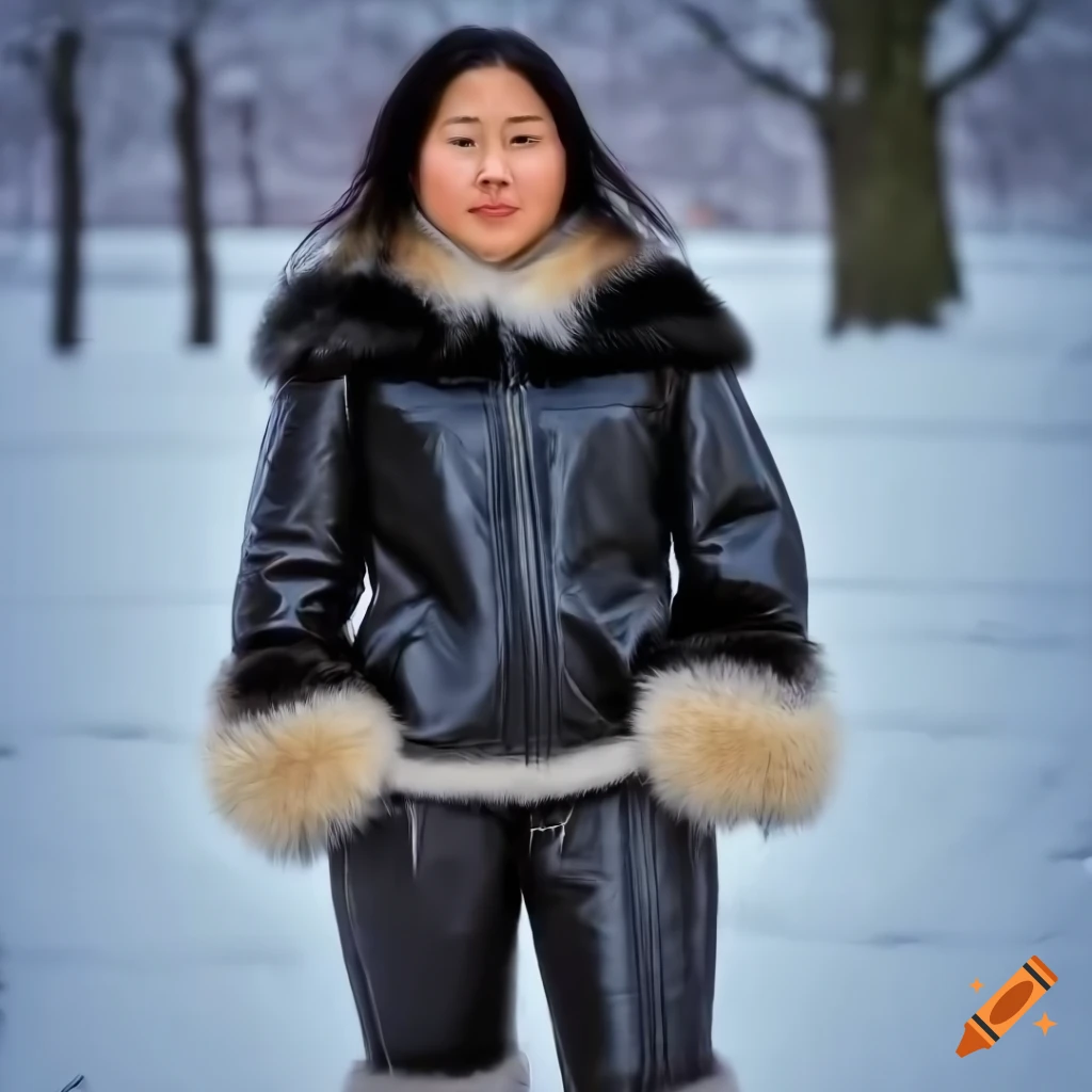 Photorealistic artwork of an inuit female in winter clothing on Craiyon