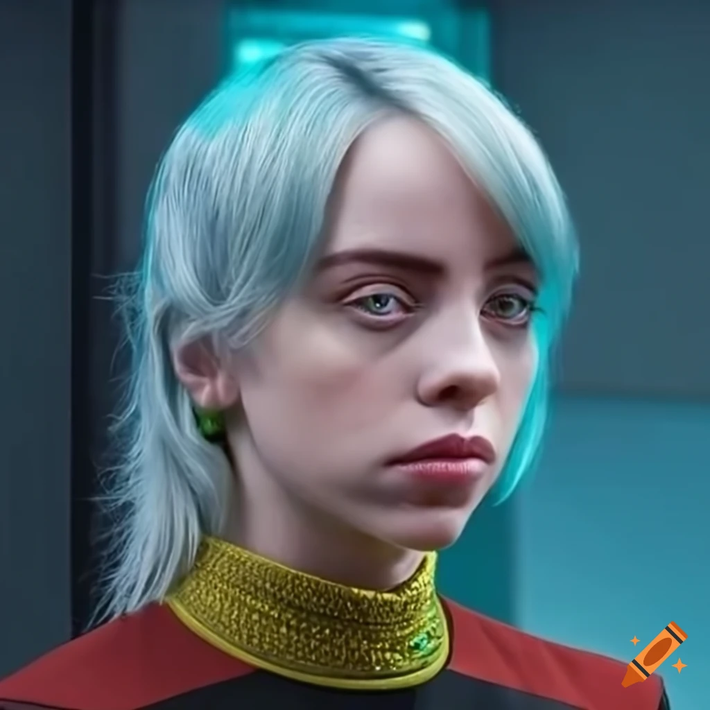 Billie eilish as a character from star trek discovery in space on Craiyon
