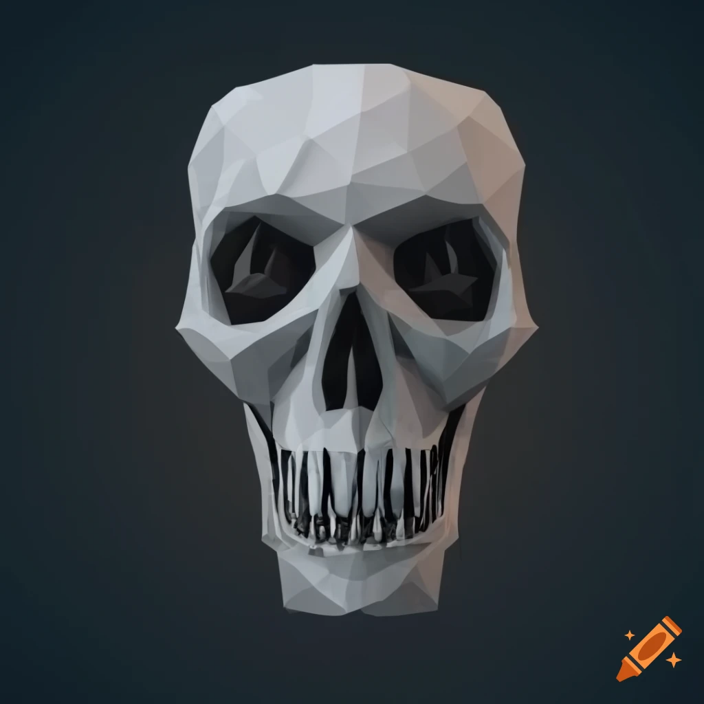 Low poly skeleton in 'speak no evil' pose on Craiyon
