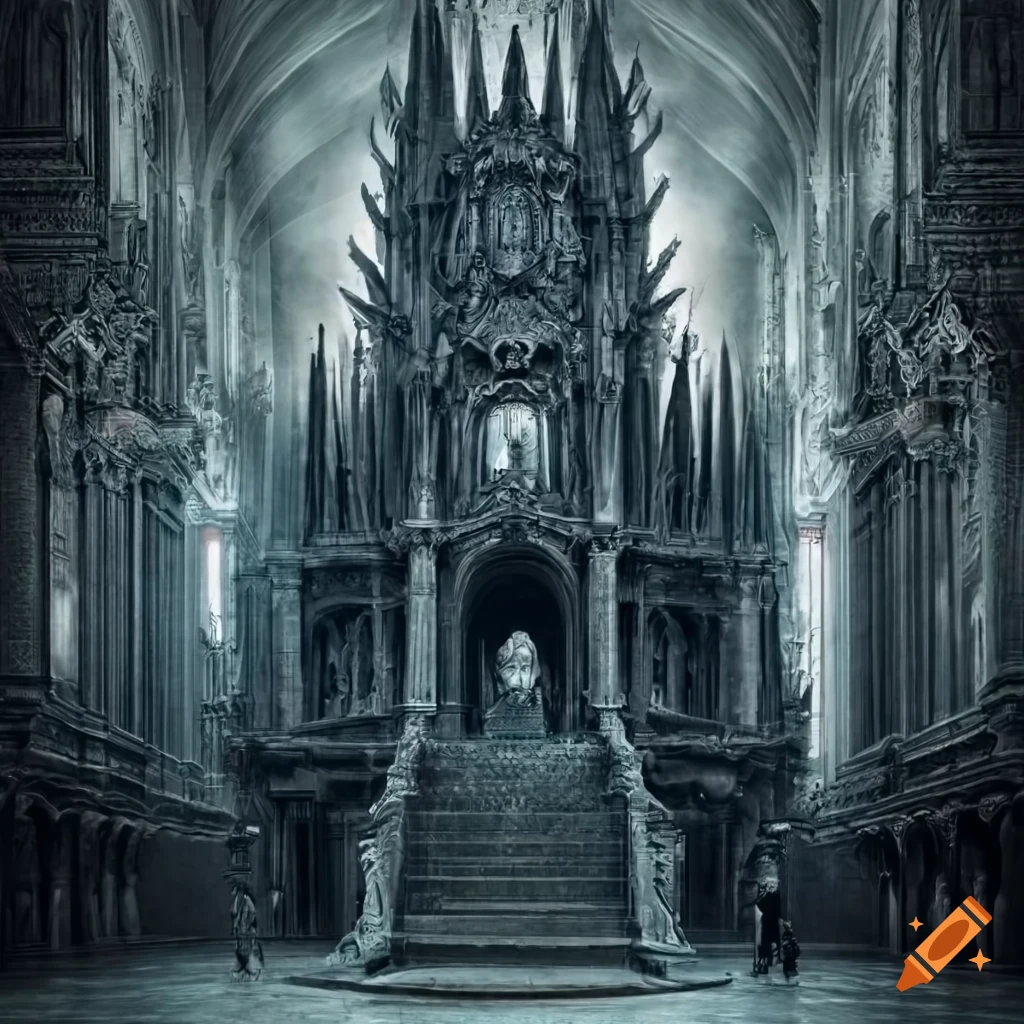 Image of a dark throne hall on Craiyon