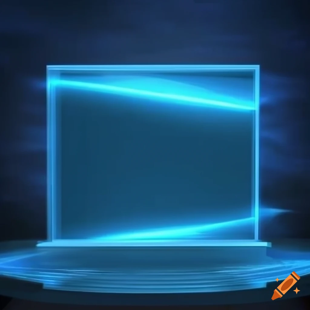Blue hologram screen cgi rendering