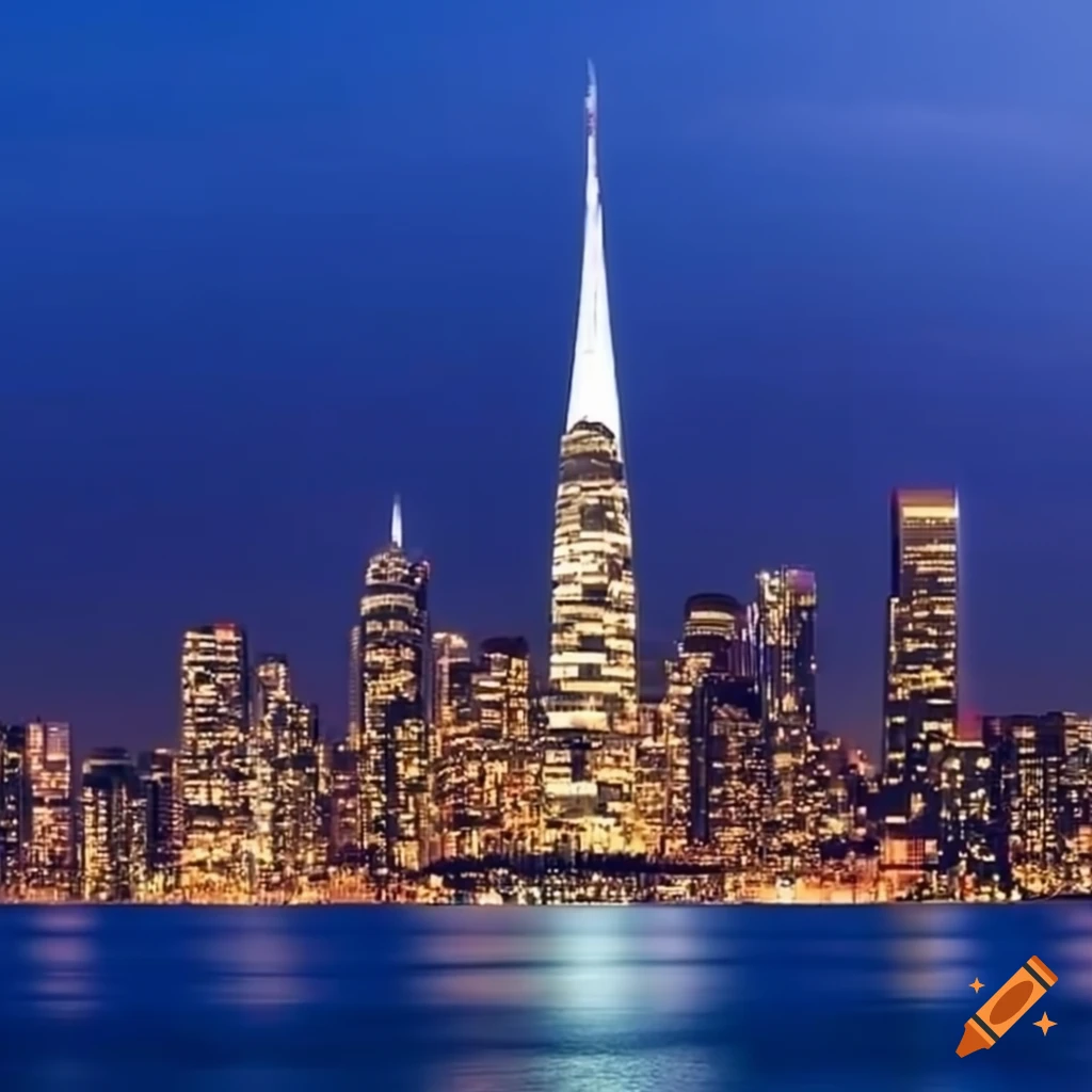 Modern iconic city skyline view on Craiyon