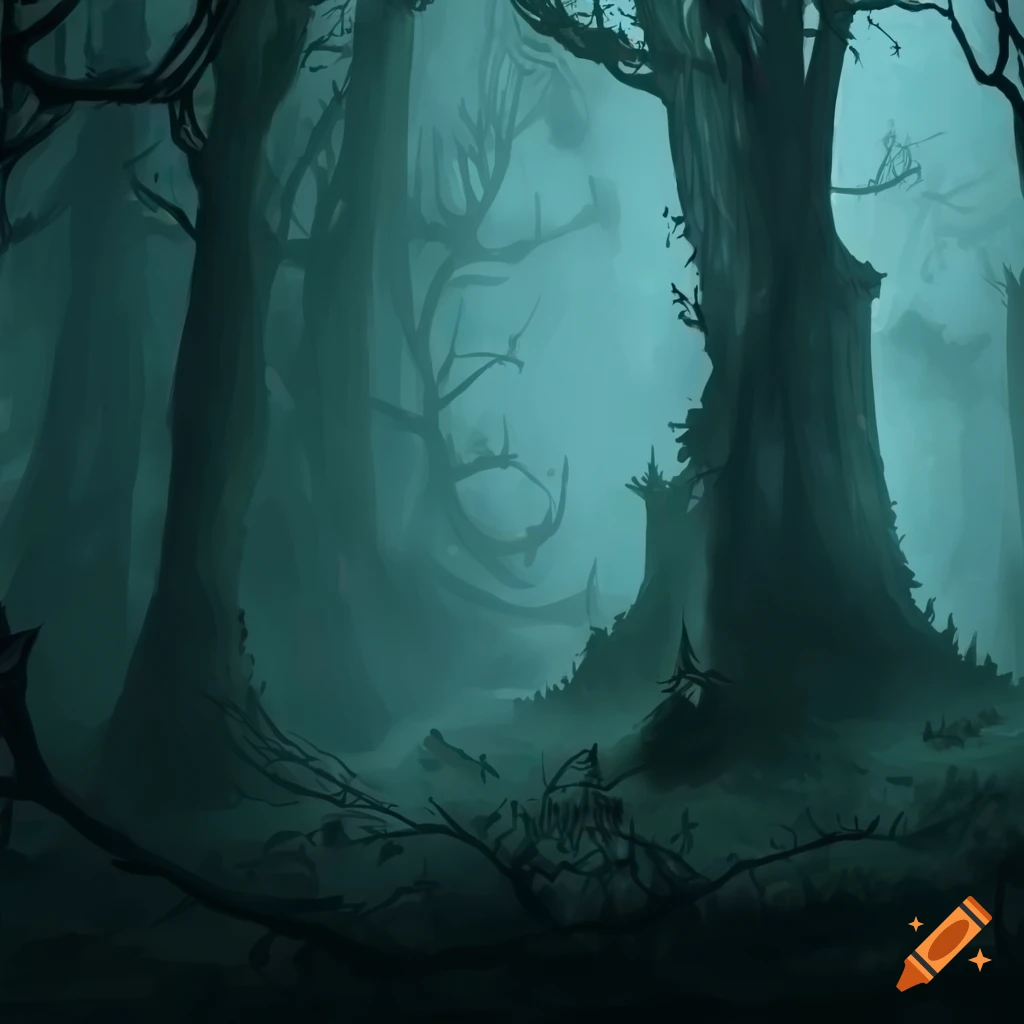 Dark and mysterious fantasy forest on Craiyon
