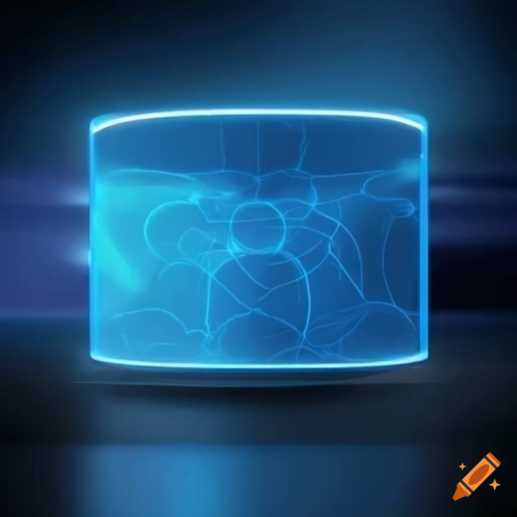 Blue hologram screen in cgi rendering