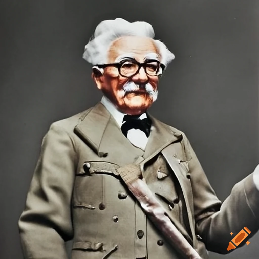 Colonel sanders in a white suit with a cane posing in the oval office ...