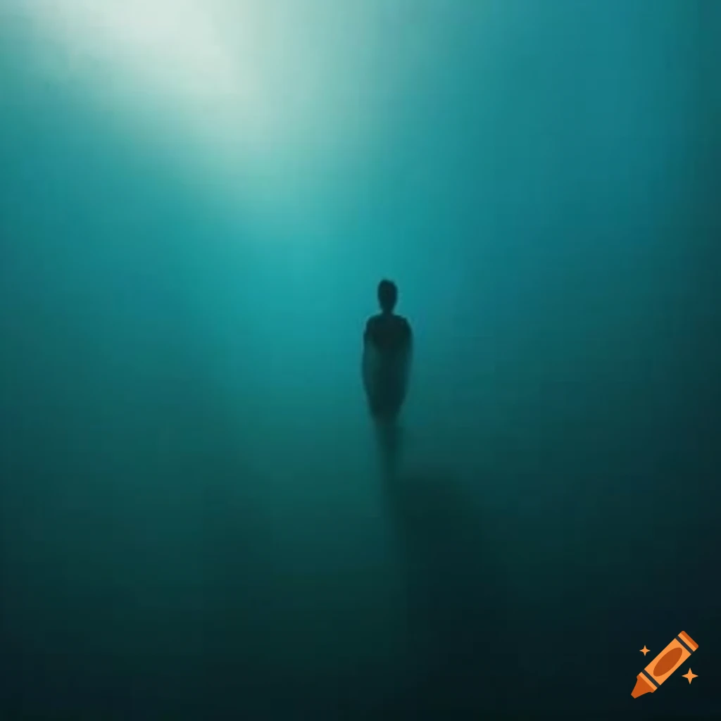 Man's shadow on the ocean floor on Craiyon