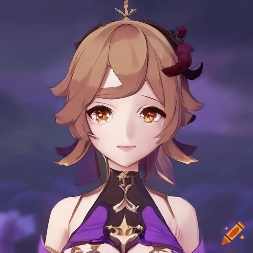 Genshin impact style illustration of a young woman