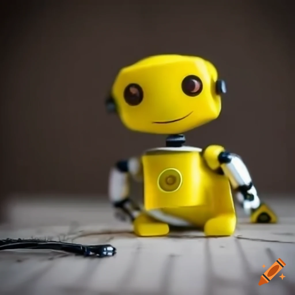 Cute little yellow robot with antennas on Craiyon